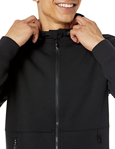 Amazon Essentials Men's Active Sweat Zip Through Hooded Sweatshirt (Available in Big & Tall), Black, Large