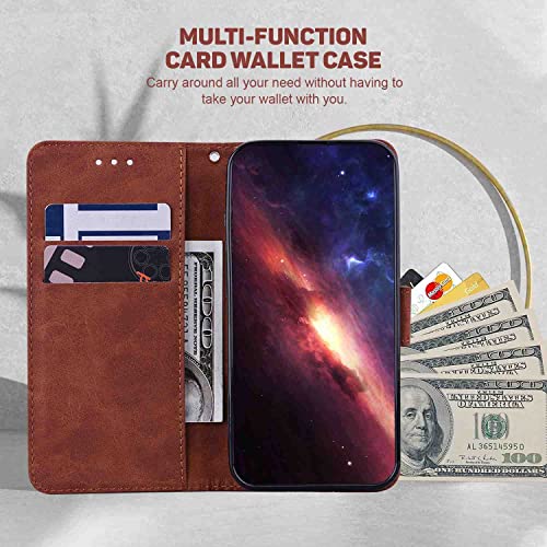 SHOYAO Phone Cover Wallet Folio Case for Oppo REALME 7 PRO, Premium PU Leather Slim Fit Cover for REALME 7 PRO, Horizontal Viewing Stand, Lanyard, Easy Installation, Brown