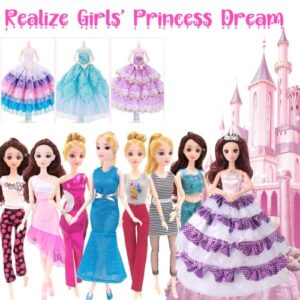 50 Pcs Doll Clothes Outfit for 11.5 Inch Doll, Doll Accessories Collection with 3 Princess Dresses+10 Dressest+6 Tops+6 Pants+5 Bikinis+5 Accessories+5 Bags+10 Shoes(Random Style)