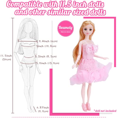 50 Pcs Doll Clothes Outfit for 11.5 Inch Doll, Doll Accessories Collection with 3 Princess Dresses+10 Dressest+6 Tops+6 Pants+5 Bikinis+5 Accessories+5 Bags+10 Shoes(Random Style)