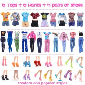 50 Pcs Doll Clothes Outfit for 11.5 Inch Doll, Doll Accessories Collection with 3 Princess Dresses+10 Dressest+6 Tops+6 Pants+5 Bikinis+5 Accessories+5 Bags+10 Shoes(Random Style)