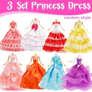 50 Pcs Doll Clothes Outfit for 11.5 Inch Doll, Doll Accessories Collection with 3 Princess Dresses+10 Dressest+6 Tops+6 Pants+5 Bikinis+5 Accessories+5 Bags+10 Shoes(Random Style)