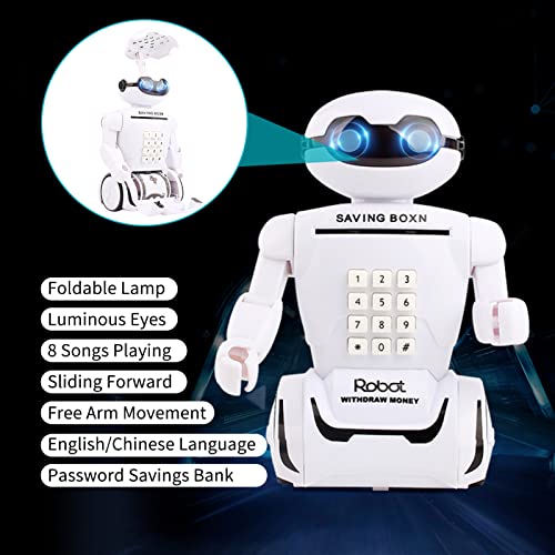 ZSEM Smart Robot for Kids RC Robot Desk Lamp Dancing Walking Singing Reable Toys ATM Saving Box with Passwo for Boys Girls Christmas Educational Gift