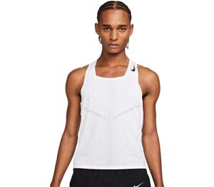 nike dri-fit adv aeroswift men's racing singlet (x-large, white/black)