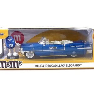 Jada Toys M&M's 1:24 1956 Cadillac El Dorado Die-cast Car w/ 2.75" Blue Figure, Toys for Kids and Adults