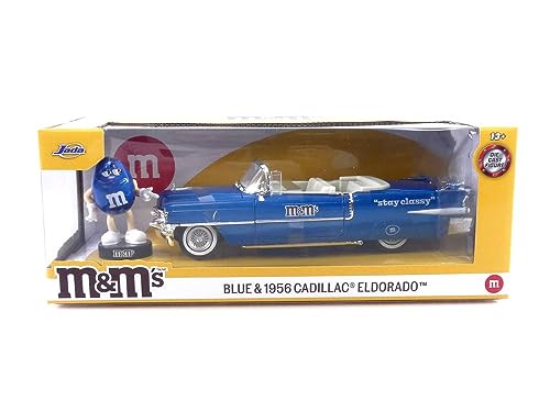 Jada Toys M&M's 1:24 1956 Cadillac El Dorado Die-cast Car w/ 2.75" Blue Figure, Toys for Kids and Adults