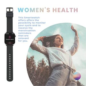 yussa Blood Pressure Smartwatch | Android Smartwatch &iPhone Compatible | Answer/Make Calls | Speaker | 2Straps | 1.86'' Full Screen | Fitness &Health Tracking | +20 Sports | Man and Woman (Dark)