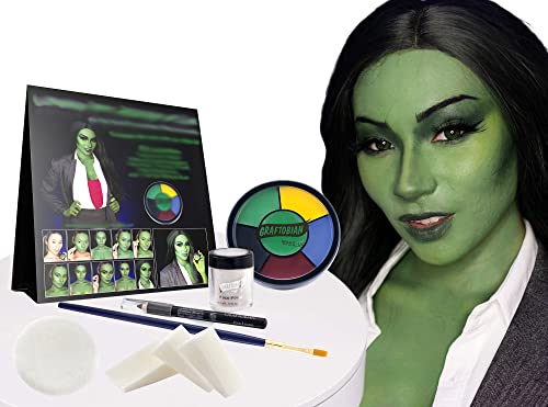 Graftobian Gamma-Jen: Attorney at Law She Hero Makeup Kit - Green Superhero Makeup for Cosplay & Halloween Costumes - Full Color Instructions