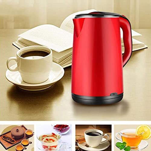 MDRBB Electric Kettle， Stainless Steel Tea Kettle, 1500W Fast Boiling Cordless Water Kettle, Electric Hot Water Kettle Tea Heater 2L with Auto Shut-Off, for Coffee, Tea, Beverages/Red/18 * 18 * 23Cm