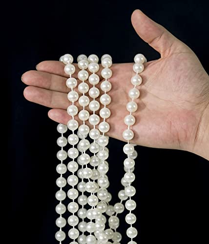 12 Pieces Faux Pearl Necklaces, 31inch White Fake Pearl Bead Garland, Plastic Beaded Costume Jewelry Flapper Party Accessories for Wedding Bridal Shower Birthday Tea Party Decorations Party Favors