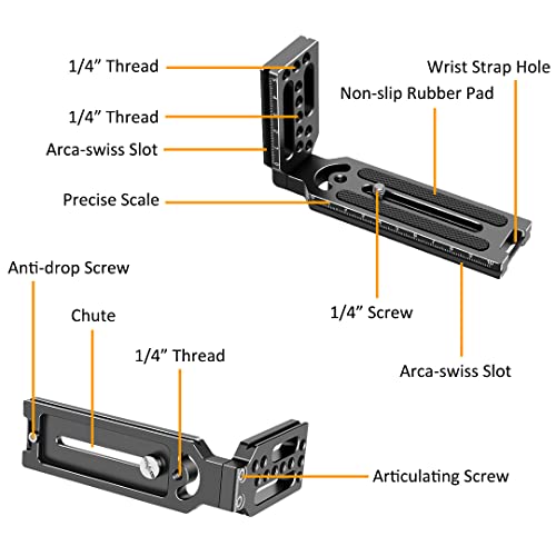 CofunKool Camera L Bracket for Sony A7 A7ii A7iii A7iv A7r4 A7rii A9ii FX3 AX700 A6400, Canon R6 R5 D3500 5D 70D 80d T2i T7i M50 SX540, Nikon Z5 Z6 Z7 Z9 D800 D810, DJI Ronin SC RSC2 RS2