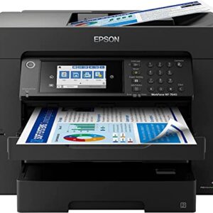 Epson Workforce Pro WF-7840 Wireless Wide-Format All-in-One Color Inkjet Printer - Print Scan Copy Fax - 4.3" LCD, 25 ppm, 4800 x 2400 dpi, 13" x 19", 50-Sheet ADF, Auto 2-Sided Printing, Ethernet