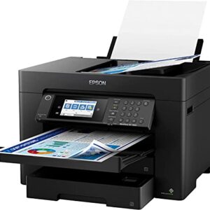 Epson Workforce Pro WF-7840 Wireless Wide-Format All-in-One Color Inkjet Printer - Print Scan Copy Fax - 4.3" LCD, 25 ppm, 4800 x 2400 dpi, 13" x 19", 50-Sheet ADF, Auto 2-Sided Printing, Ethernet