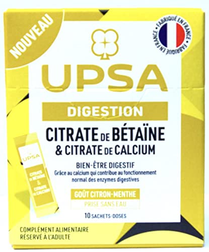 Betaine & Calcium Citrate by UPSA France for Digestive Comfort-Pack of 10 Sachets Doses