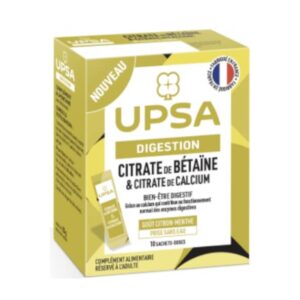 Betaine & Calcium Citrate by UPSA France for Digestive Comfort-Pack of 10 Sachets Doses