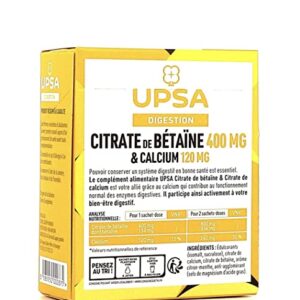 Betaine & Calcium Citrate by UPSA France for Digestive Comfort-Pack of 10 Sachets Doses