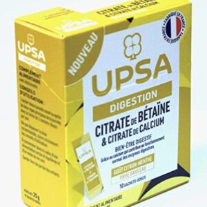 Betaine & Calcium Citrate by UPSA France for Digestive Comfort-Pack of 10 Sachets Doses