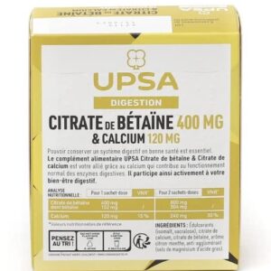 Betaine & Calcium Citrate by UPSA France for Digestive Comfort-Pack of 10 Sachets Doses