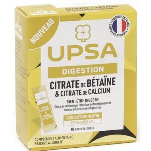 Betaine & Calcium Citrate by UPSA France for Digestive Comfort-Pack of 10 Sachets Doses