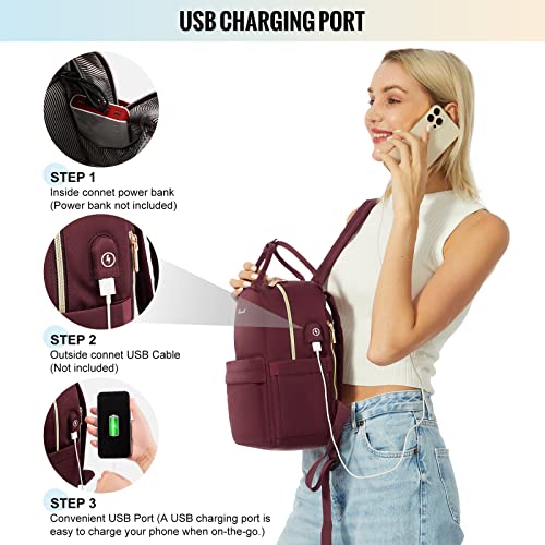 LOVEVOOK Mini Backpack Purse for Women Small Backpack with USB Charging Port, Cute Fashion Daypack for Work Travel, Red