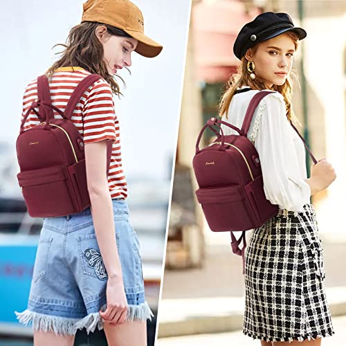 LOVEVOOK Mini Backpack Purse for Women Small Backpack with USB Charging Port, Cute Fashion Daypack for Work Travel, Red