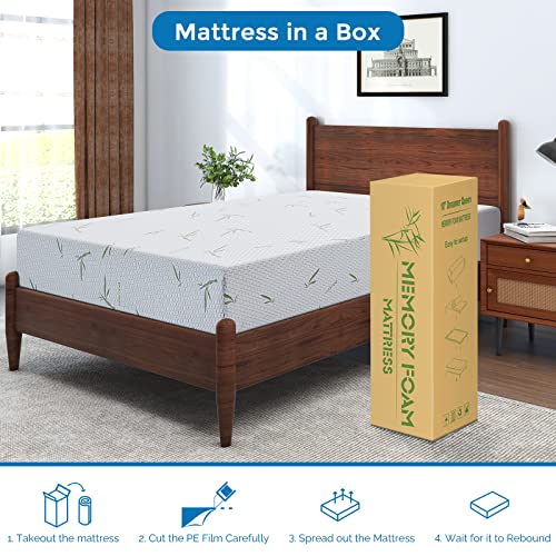 IULULU California King Mattress, 10" Memory Foam Mattress in a Box, Green Tea Gel Infused Mattresses with Breathable Bamboo Cover, Medium Supportive, CertiPUR-US Certified (CH-IU-DM10CK)