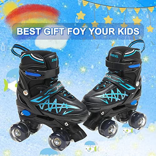 4 Size Adjustable Light up Roller Skates for Girls Boys for Kids Rainbow M and Chuang M