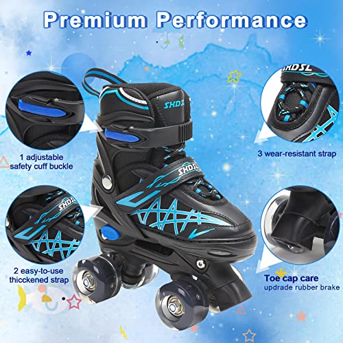 4 Size Adjustable Light up Roller Skates for Girls Boys for Kids Rainbow M and Chuang M