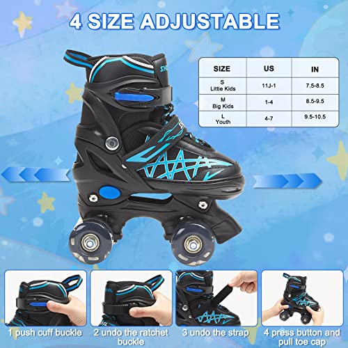 4 Size Adjustable Light up Roller Skates for Girls Boys for Kids Rainbow M and Chuang M