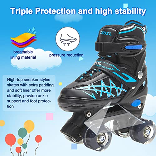 4 Size Adjustable Light up Roller Skates for Girls Boys for Kids Rainbow M and Chuang M