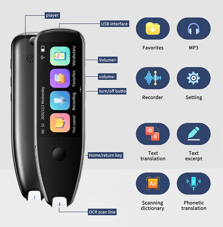 Vormor X5 Pro Reader Pen 112 Languages Translator Device Translation Pen Scanner - Text to Speech, Photo Translation, Text Extract, Scanning Translation Pen Dictionary Pen for Business& Study & Travel