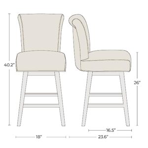 CHITA Modern 26" Counter Height Swivel Barstool Set of 2, Comfortable Faux Leather Swivel Stool, Stone Grey