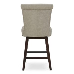 CHITA Modern 26" Counter Height Swivel Barstool Set of 2, Comfortable Faux Leather Swivel Stool, Stone Grey