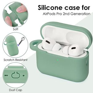 Filoto Airpods Pro 2nd Generation Case Cover 2022, Cute Silicone Protective Case with Bracelet Keychain Accessories for New Apple Airpods Pro 2 Women Girls (Cactus Green)