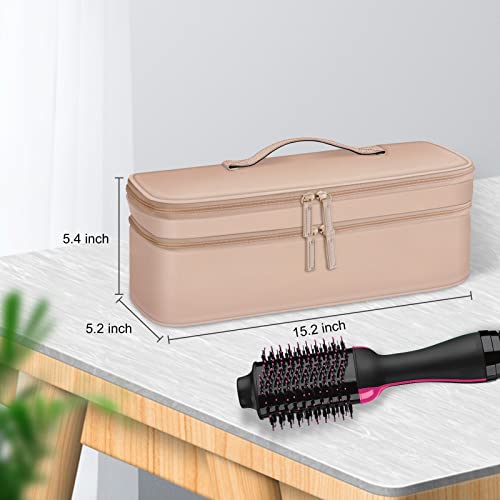 SITHON Double-Layer Travel Carrying Case for Revlon One-Step Hair Dryer/Volumizer/Styler, Water Resistant Storage Organizer Bag Compatible with Shark FlexStyle Attachment (Bag Only), (Rose Gold)