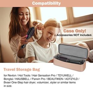 SITHON Double-Layer Travel Carrying Case for Revlon One-Step Hair Dryer/Volumizer/Styler, Water Resistant Storage Organizer Bag Compatible with Shark FlexStyle Attachment (Bag Only), (Rose Gold)