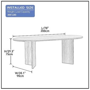 LyuHome 78" Oval Wood Dining Table, Mid Century Modern Kitchen Rectangular Wood Table, Dining Room Table for 4 6 8 with Wooden Legs for Kitchern and Living Room (Walnut)