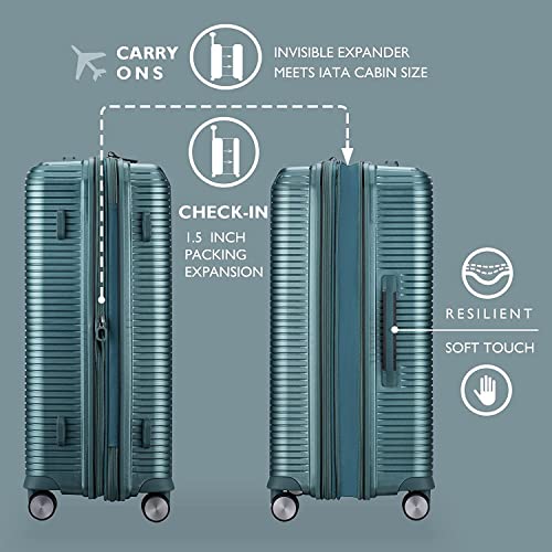 Verage 2 piece Luggage Sets,Expandable Hardside Suitcase with Spinner Wheels Luggage for Travel,TSA Approved (20/24-Inch, Bluish Green)