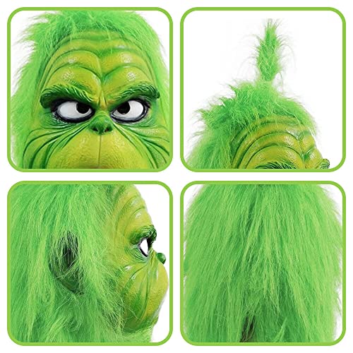 laleay Green Monster Mask and Gloves for Adult Thief Cosplay Props, Christmas Decoration