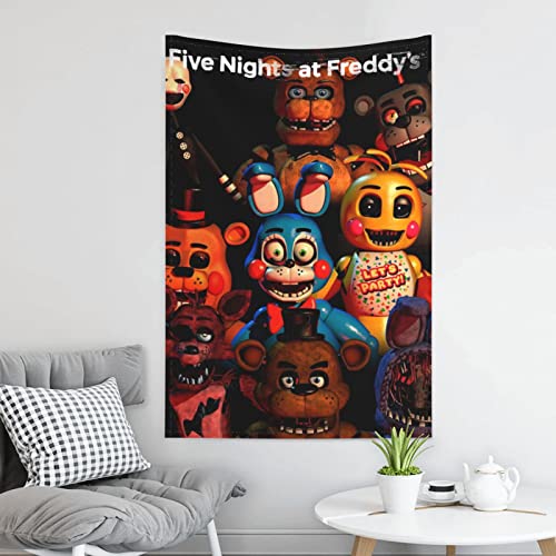 GIMCJOK Five Horror Nights Video At Game Freddy'S Tapestry For Dorm Room,Nature Tapestries Wall Hanging Wall Art Blanket Profession Hanging Blanket Wearable Blanket- Halloween Tapestry 60x40in