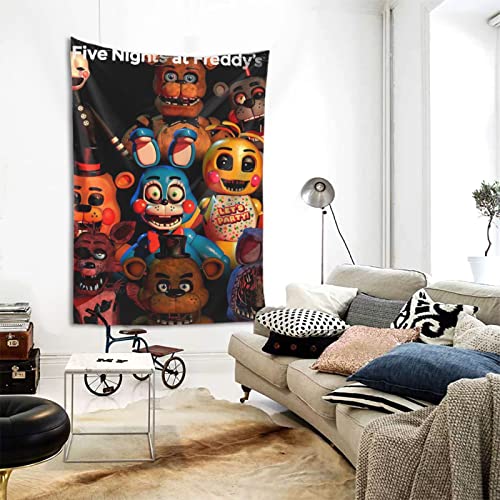 GIMCJOK Five Horror Nights Video At Game Freddy'S Tapestry For Dorm Room,Nature Tapestries Wall Hanging Wall Art Blanket Profession Hanging Blanket Wearable Blanket- Halloween Tapestry 60x40in