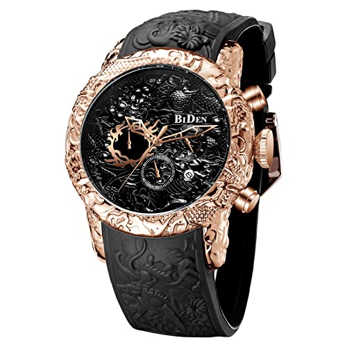 Mens Watches Rose Golden Black