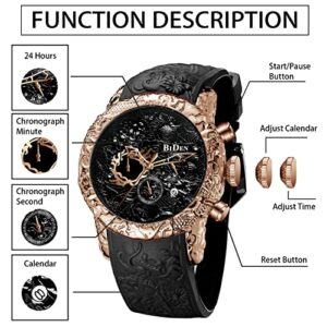 Mens Watches Rose Golden Black