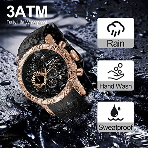 Mens Watches Rose Golden Black