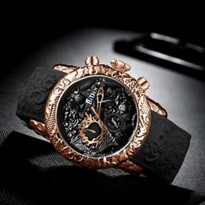 Mens Watches Rose Golden Black