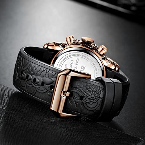 Mens Watches Rose Golden Black