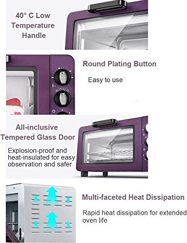 Mini Oven,Convection Countertop Toaster Oven Small Electric Oven Household Baking Small Oven 15 Liter Electric Oven Three-Layer Card Design Purple Useful (Purple)