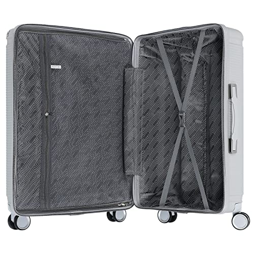 LING RUI 3 Piece Luggage Sets with TSA Approved, Lightweight Hard Shell Travel Large Rolling Checked Suitcases with Spinner Wheels (20/24/28), SILVER