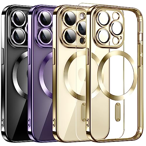 Magnetic Clear for iPhone 14 Pro Max Case with MagSafe [Integrated Camera Glass] Women Phone Case [Original iPhone Exterior] Silicone Cover Slim Thin [Non-Yellowing] Anti-Fingerprint Scratch Men