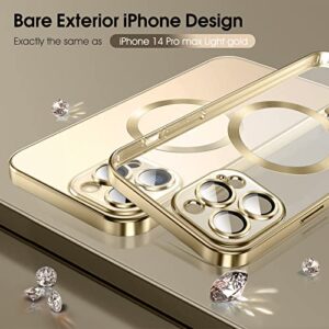 Magnetic Clear for iPhone 14 Pro Max Case with MagSafe [Integrated Camera Glass] Women Phone Case [Original iPhone Exterior] Silicone Cover Slim Thin [Non-Yellowing] Anti-Fingerprint Scratch Men